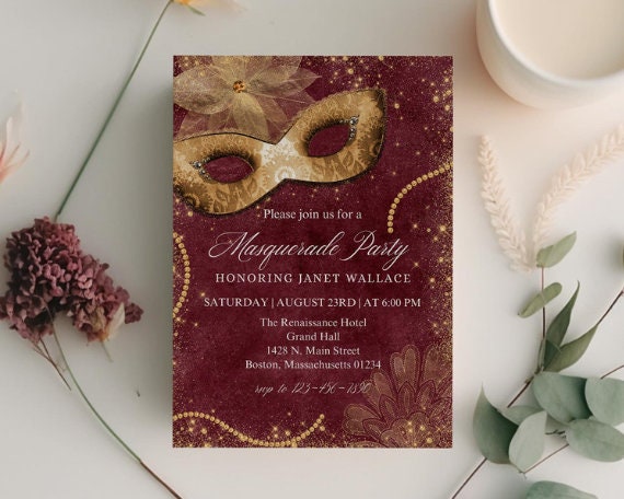 Burgundy And Gold Masquerade Theme