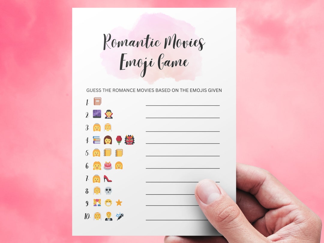 Romantic Movie Emoji Game, Emoji Pictionary, Bridal Shower Game ...
