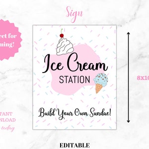Ice Cream Bar Sign, Printable Ice Cream Station Sign, Dessert Table ...