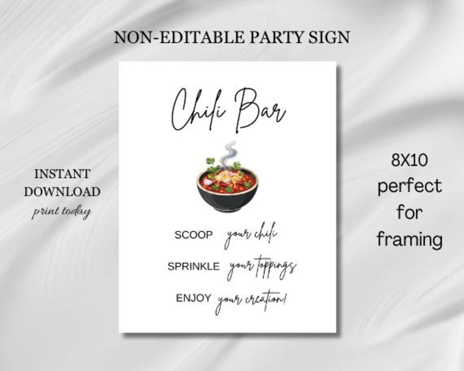Printable Chili Bar Sign: Minimalist Cook-off Decor (digital Download ...