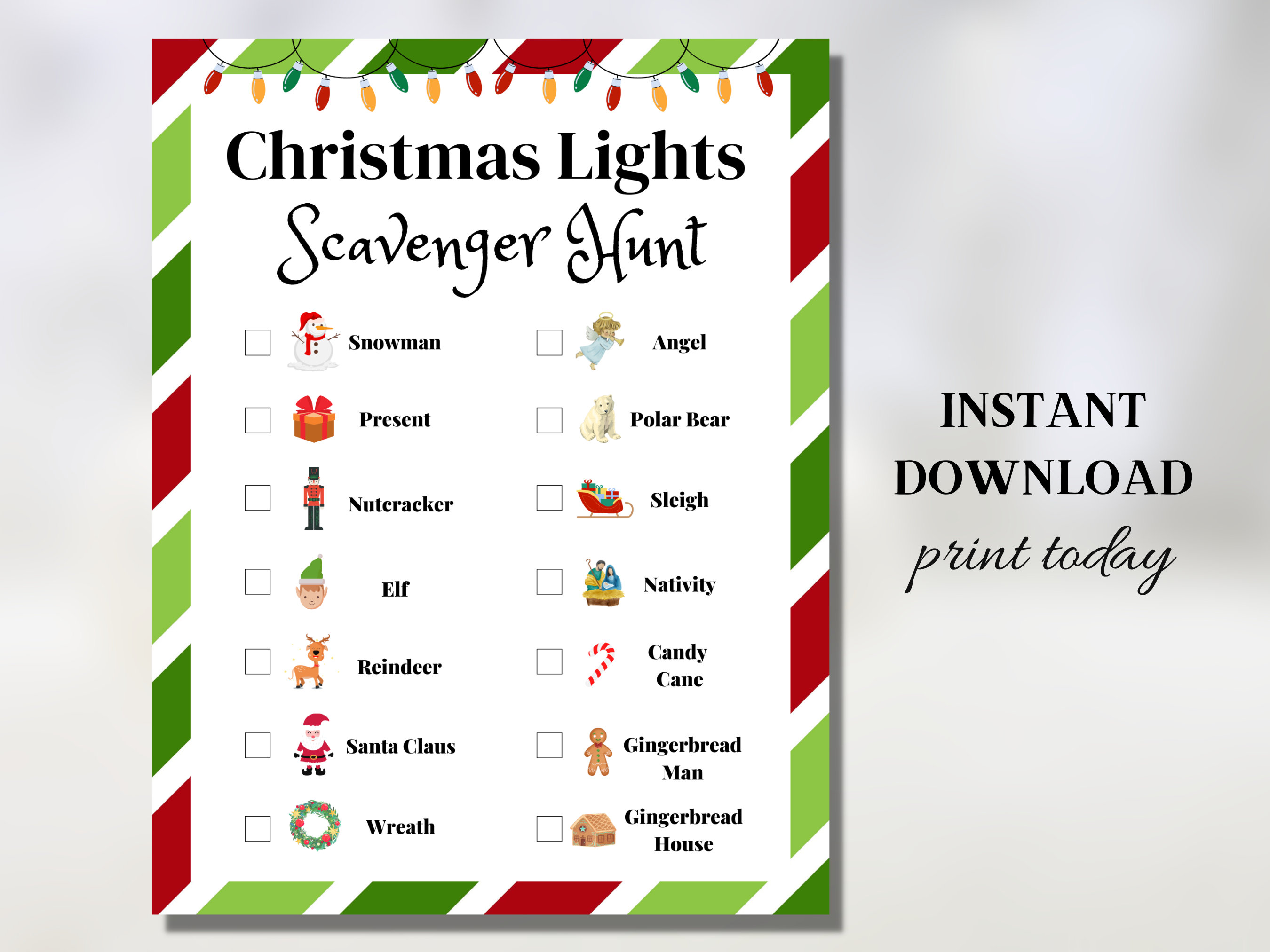 Christmas Lights Scavenger Hunt, Christmas Decoration Scavenger Hunt ...