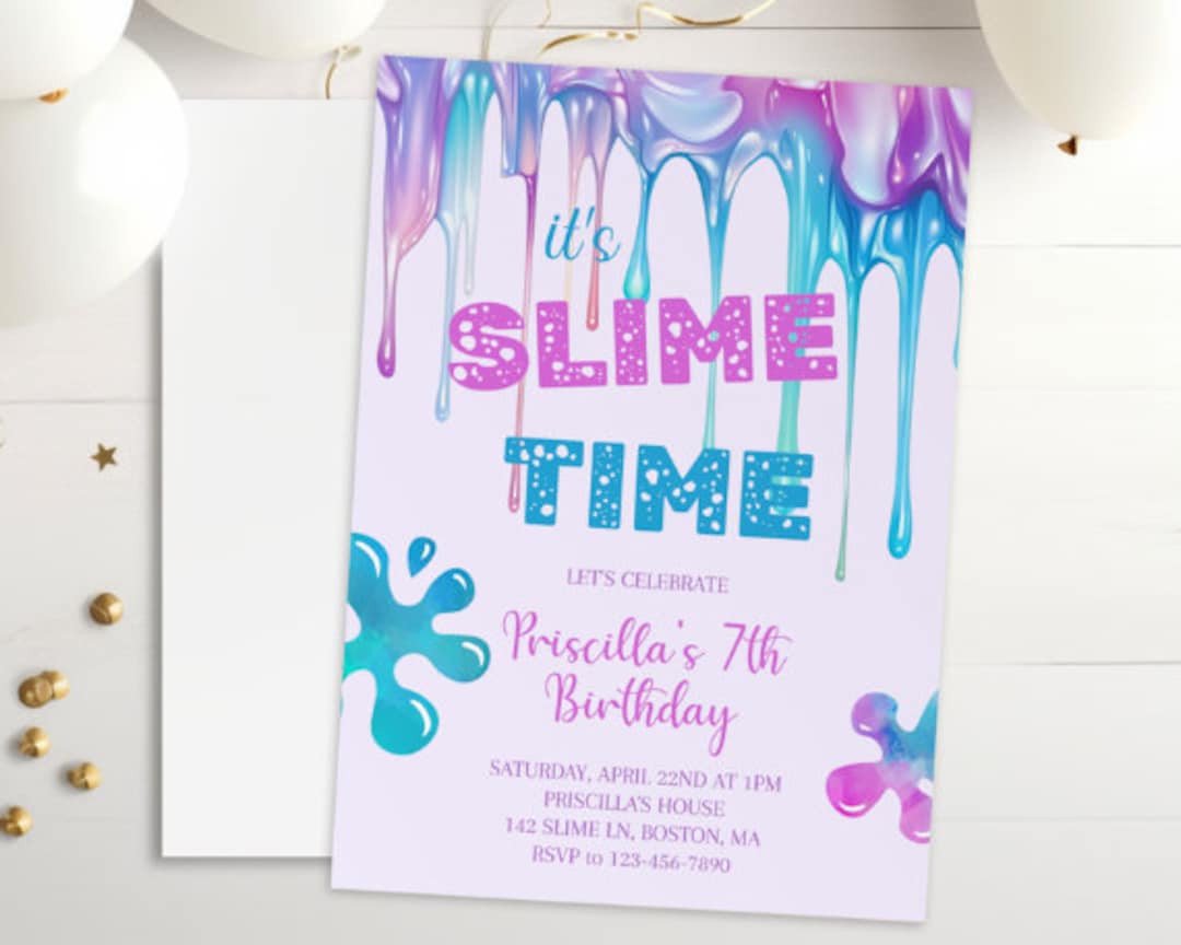 Slime Party Birthday Invitation, Slime Invitation, Slime Invitation ...
