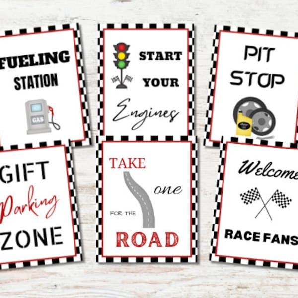 Race Car Theme Table Signs - Etsy