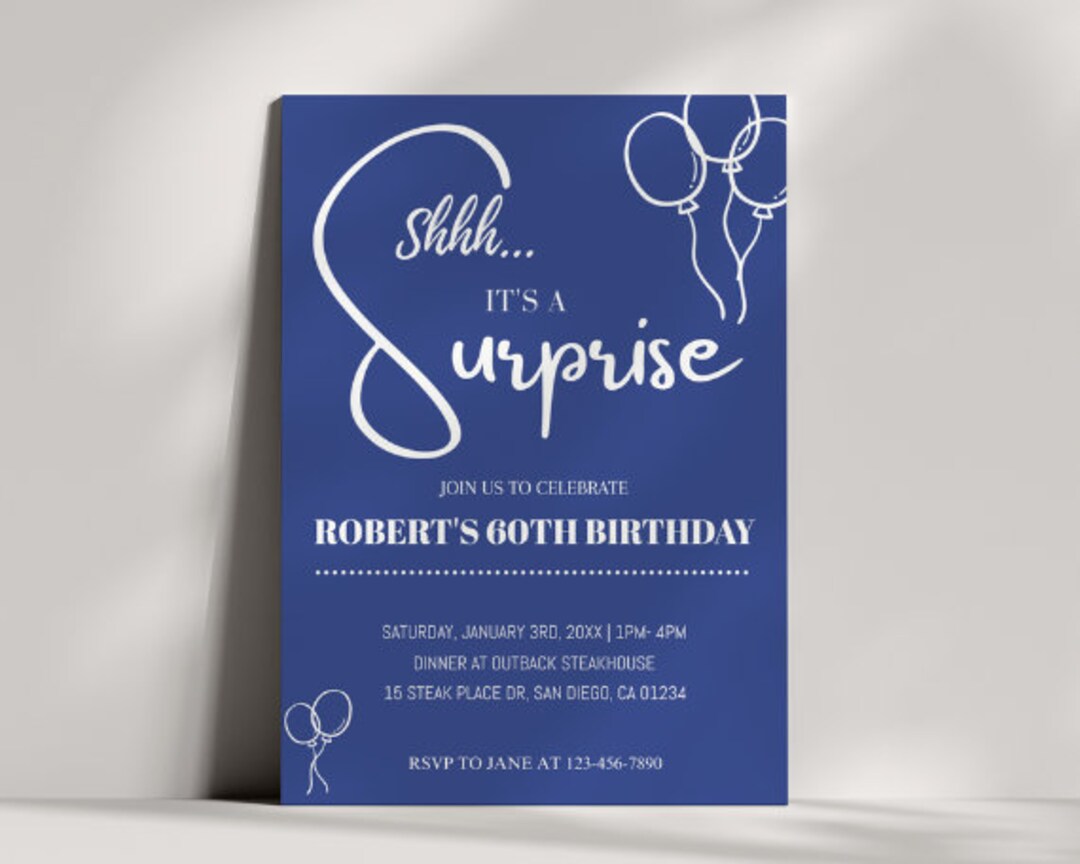 Surprise Birthday Invitation for Men, Milestone Birthday Party ...