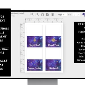 Galaxy Party Food Tent Cards: Editable Outer Space Decor (digital ...