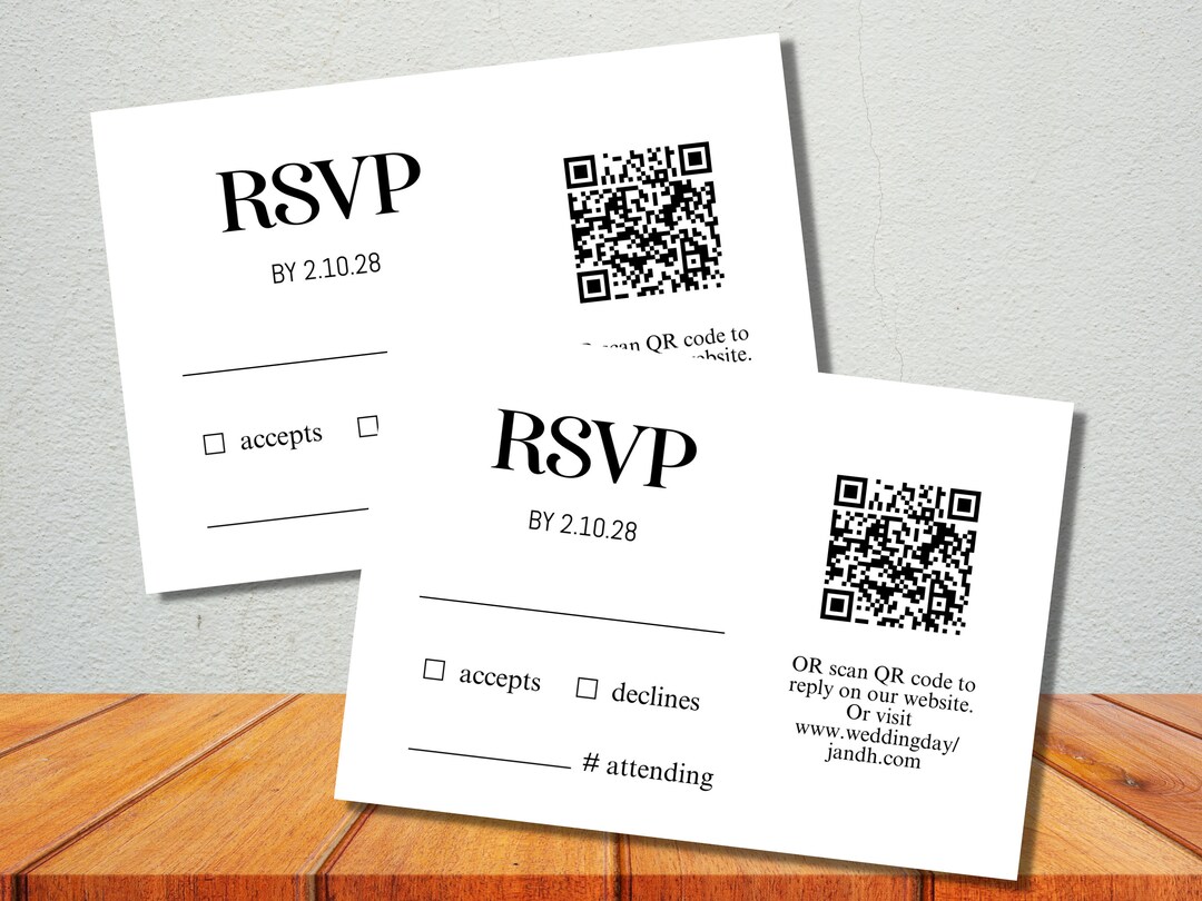 Wedding Rsvp Card Template, Modern Wedding Rsvp QR Code, Baby Shower ...