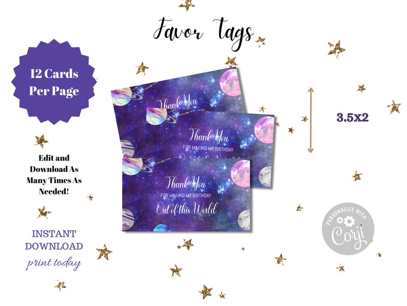 Galaxy Birthday Party Invitation Bundle Out of This World - Etsy