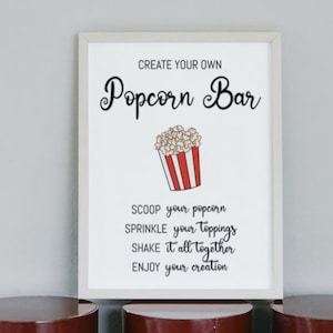 Editable Popcorn Bar Sign, Movie Night Printable (digital Download) - Etsy