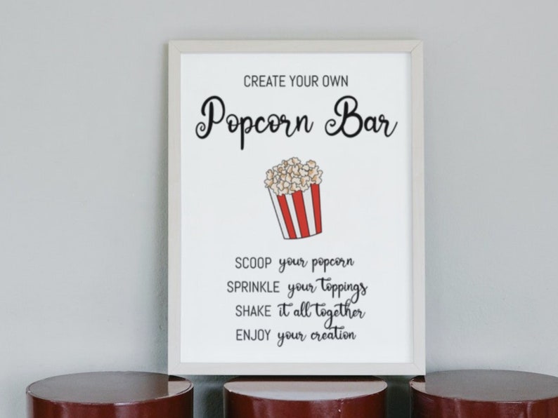 Editable Popcorn Bar Sign, Movie Night Printable (digital Download) - Etsy