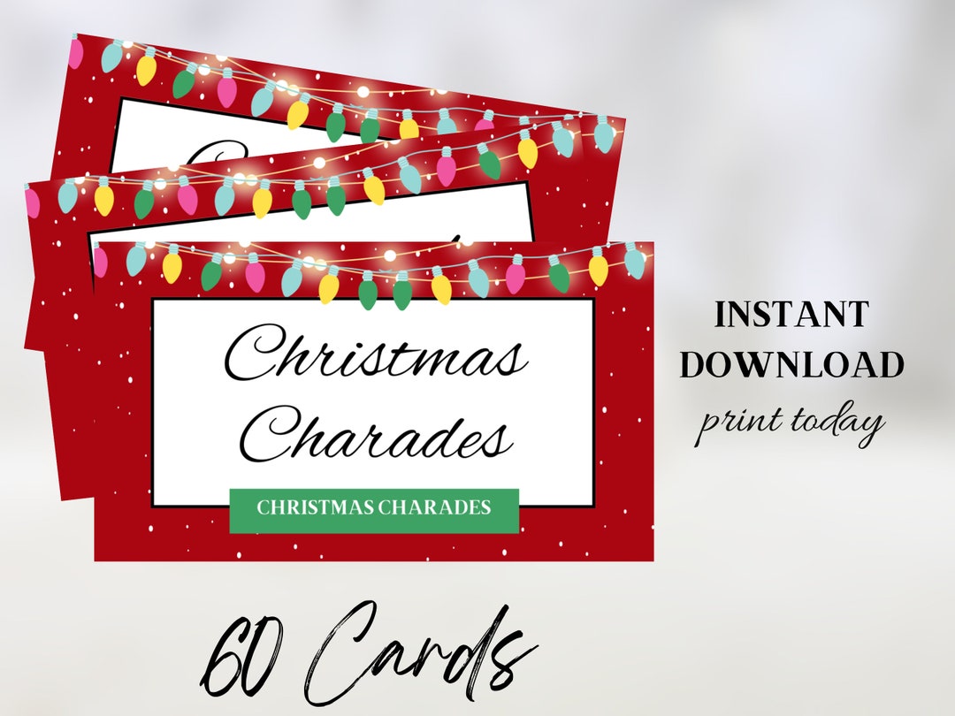 Christmas Party Game Printable, Christmas Charades Cards, Christmas ...