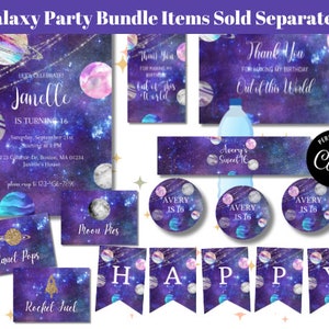 Personalized Galaxy Bookmark Favors: Outer Space Birthday (digital ...
