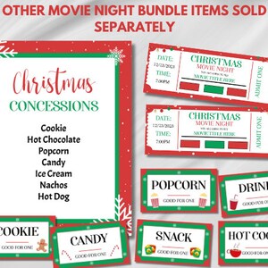 Movie Night Concession Tickets, Editable Printable, Movie Night ...