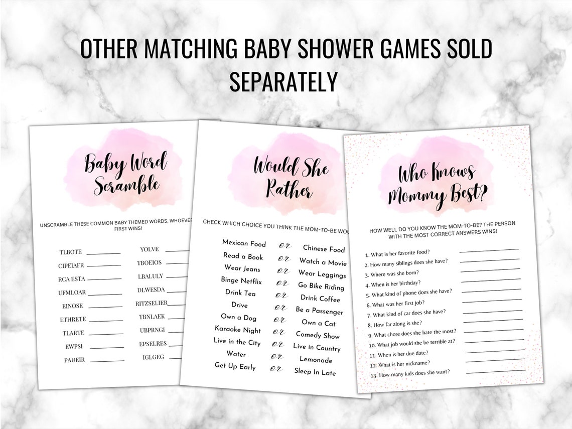 Baby Word Scramble Game Baby Shower Games Girl Printable - Etsy