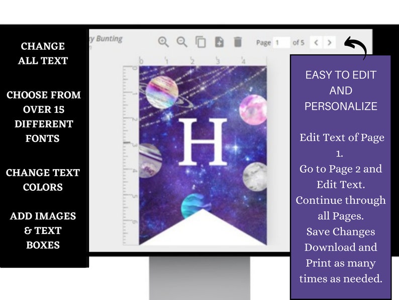 Galaxy Birthday Banner Outer Space DIY Bunting Banner Galaxy - Etsy