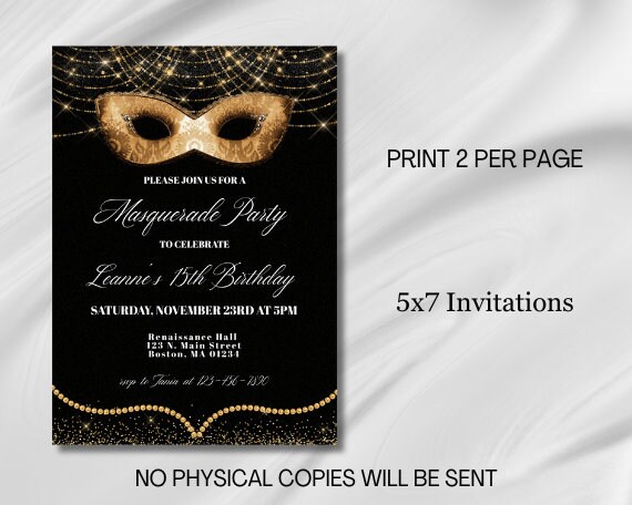 Masquerade Party Bundle, Masquerade Party Invitation, Buffet Table ...