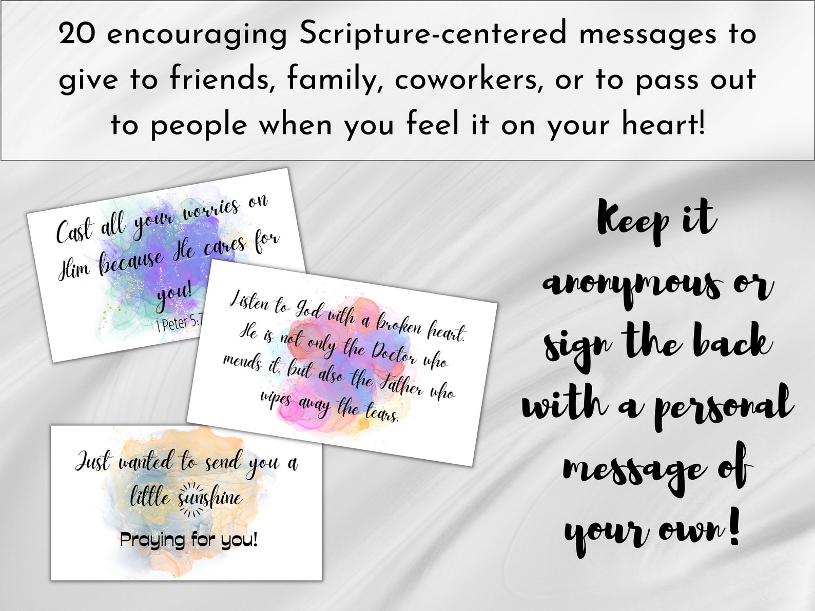 Christian Encouragement Cards: Printable Scripture, Bible Affirmations ...