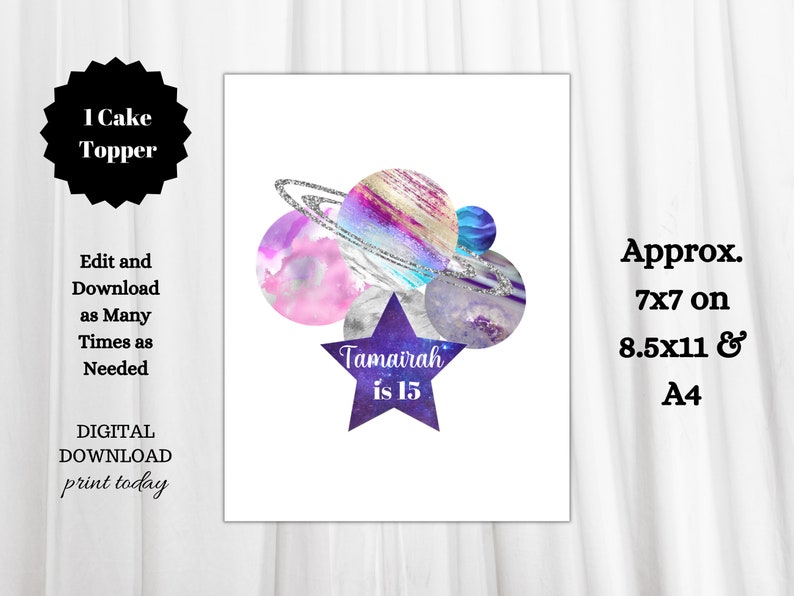 Galaxy Cake Topper, Outer Space Birthday Party, Galaxy Decorations ...