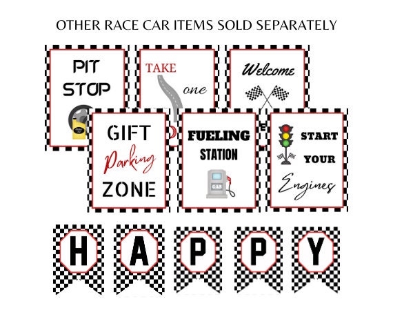 Two Fast Birthday Signs, Race Car Party Signs, Race Car Table Signs ...