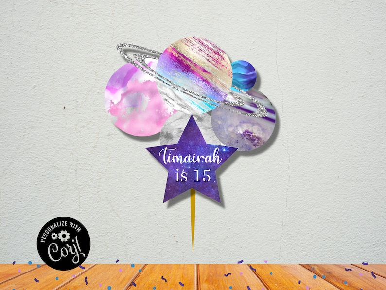 Galaxy Cake Topper Outer Space Birthday Party Galaxy - Etsy