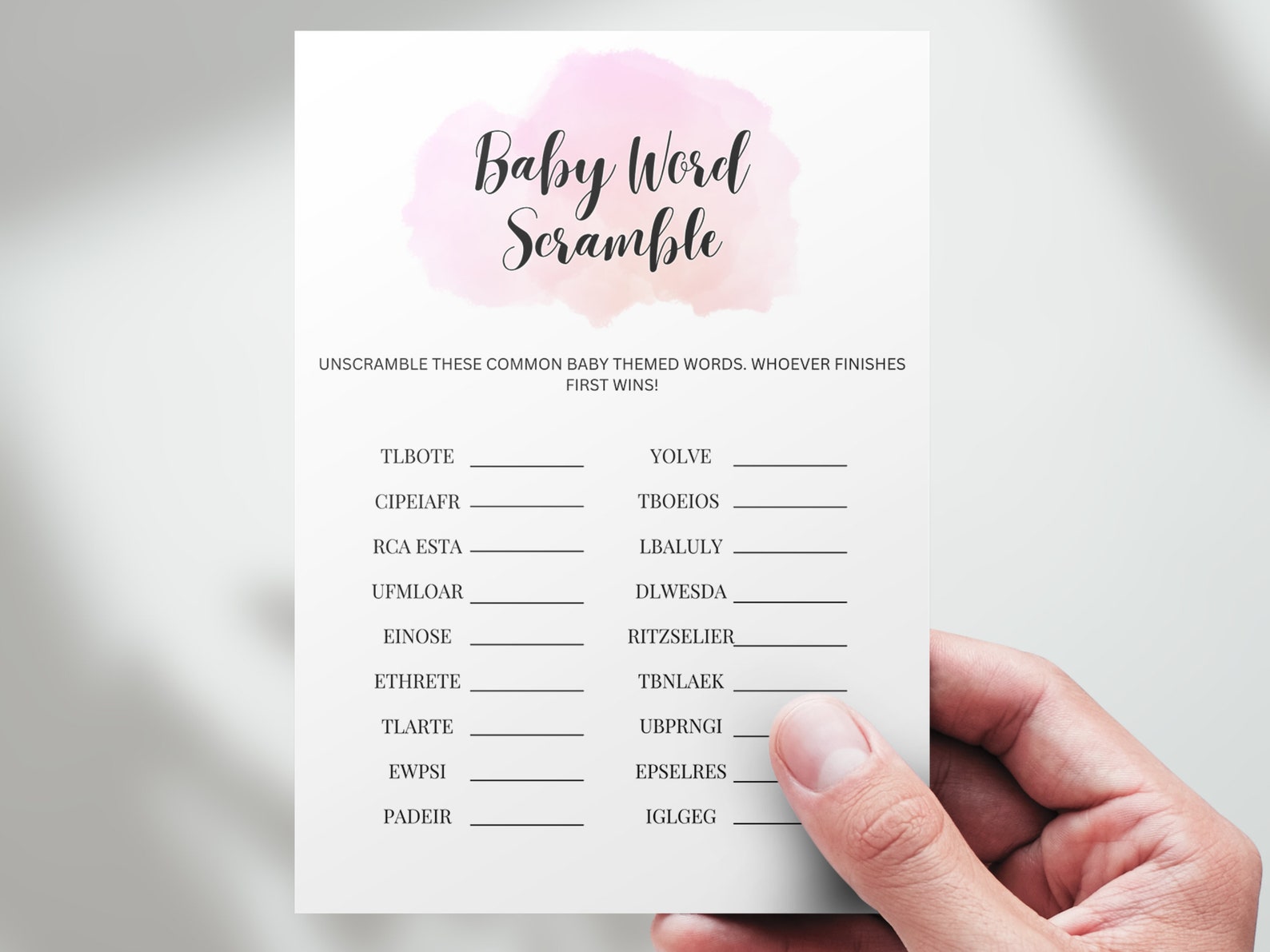 Baby Word Scramble Game, Baby Shower Games Girl Printable, Baby Shower ...