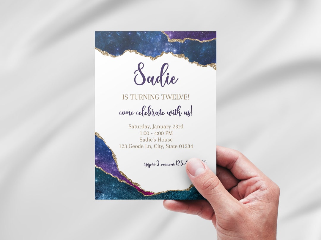 Geode Birthday Invitation, Geode Crystal Party Invite, Sweet Sixteen ...