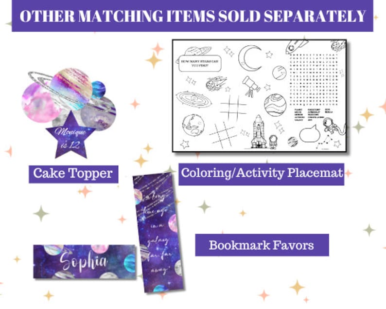 Galaxy Party Food Tent Cards: Editable Outer Space Decor (digital ...