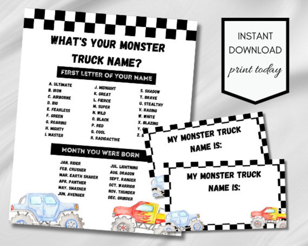 Monster Truck Birthday Games Printable, Monster Jam Birthday Party ...