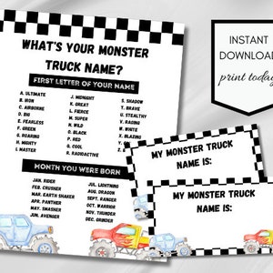 Monster Truck Birthday Games Printable, Monster Jam Birthday Party ...
