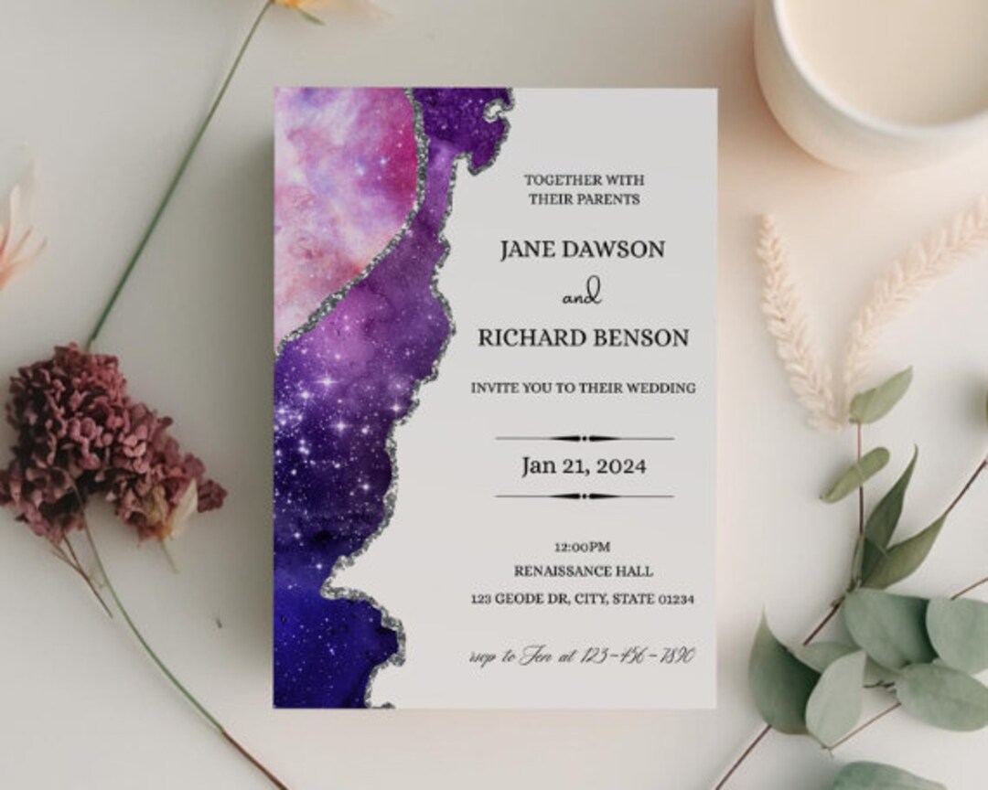 Galaxy Wedding Invitation, Geode Party Invitation, Galaxy Wedding ...