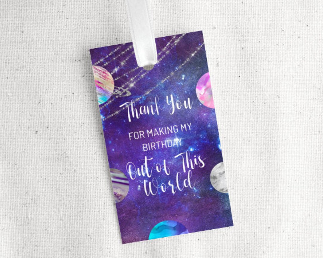 Galaxy Thank You Tags: Outer Space Birthday Favors (digital Printable ...