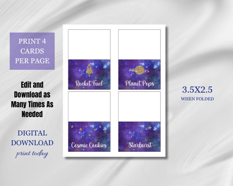 Galaxy Party Food Tent Cards: Editable Outer Space Decor (digital ...