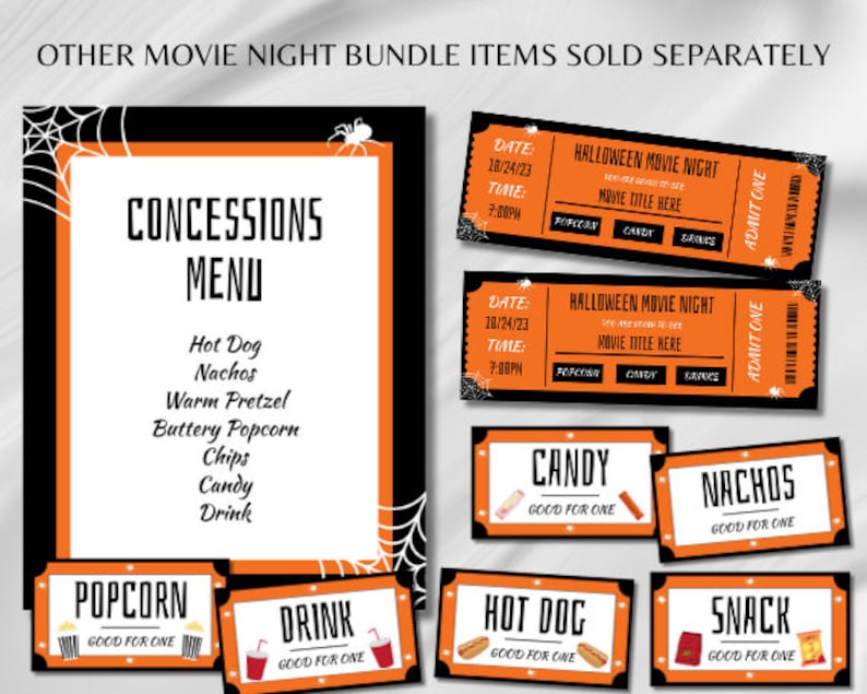 Editable Family Movie Night Bundle: Tickets, Menu (digital Download) - Etsy