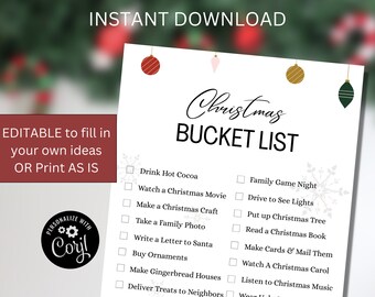 Christmas Bucket List Printable Activities for Family - Etsy