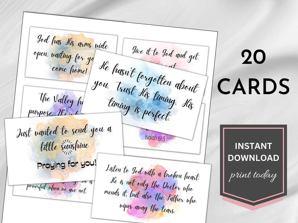 Christian Encouragement Cards: Printable Scripture, Bible Affirmations ...