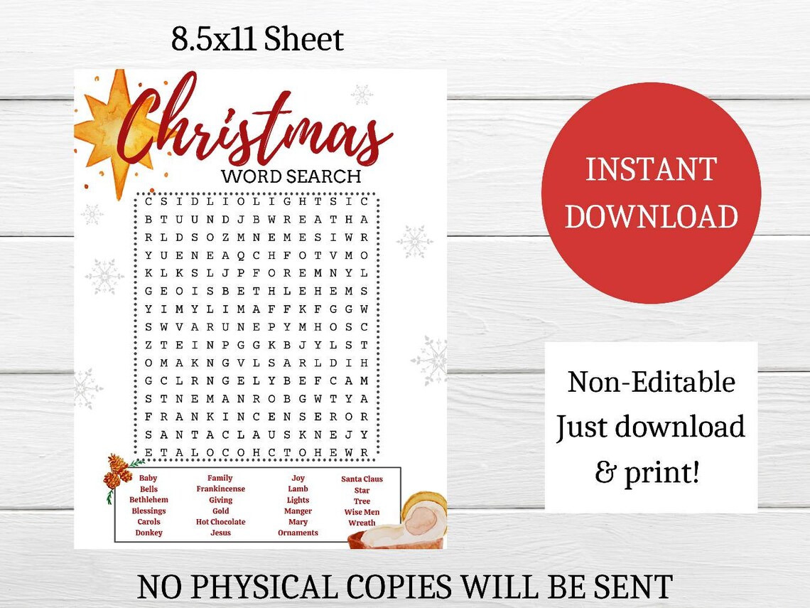 Christmas Word Search, Nativity Word Search, Christmas Printable Game ...
