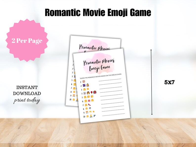 Romantic Movie Emoji Game Emoji Pictionary Bridal Shower - Etsy