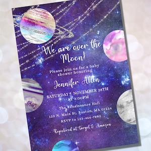 Galaxy Baby Shower Invitation, Out of This World, Space, Planets, Outer ...