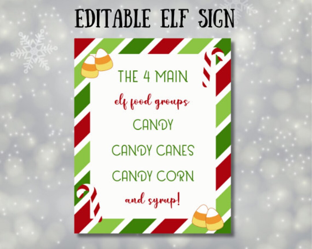 Elf Movie Table Sign Buddy Elf Food Table Sign Christmas - Etsy