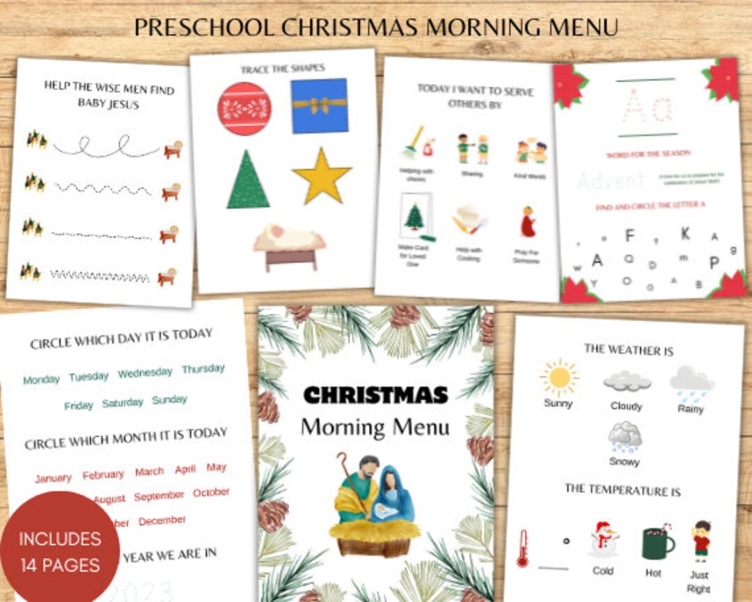 Preschool Christmas Activity Worksheets, Christian Homeschool (digital ...