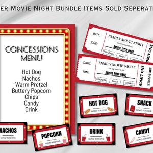 Movie Night Concessions Menu Sign Template (digital Download) - Etsy