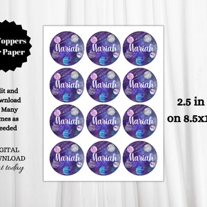 Galaxy Cupcake Toppers, Outer Space Birthday Party Cupcake Toppers ...