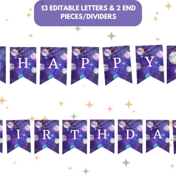 Galaxy Birthday Banner - Etsy
