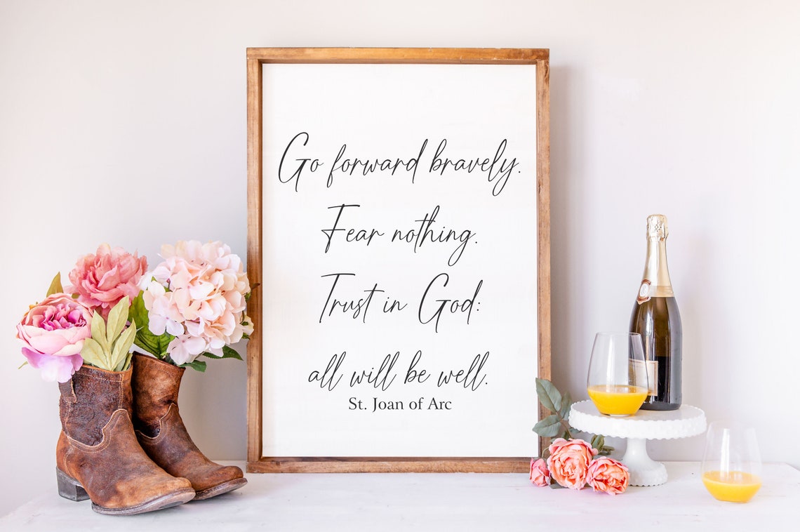 Go Forward Bravely St. Joan of Arc Quote Pine Wood Framed | Etsy