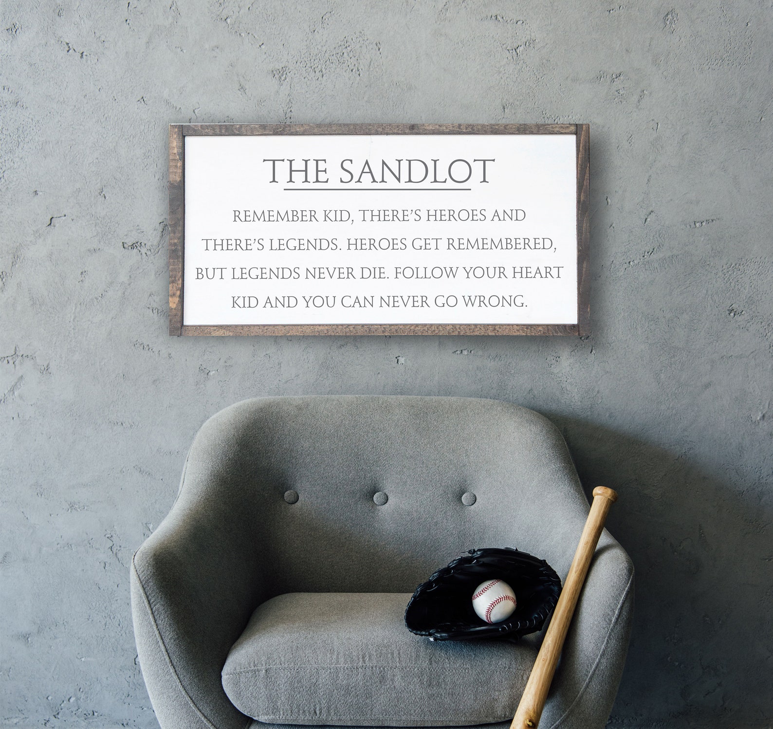 The Sandlot Pine Wood Framed Canvas Sign Heroes and Legends | Etsy