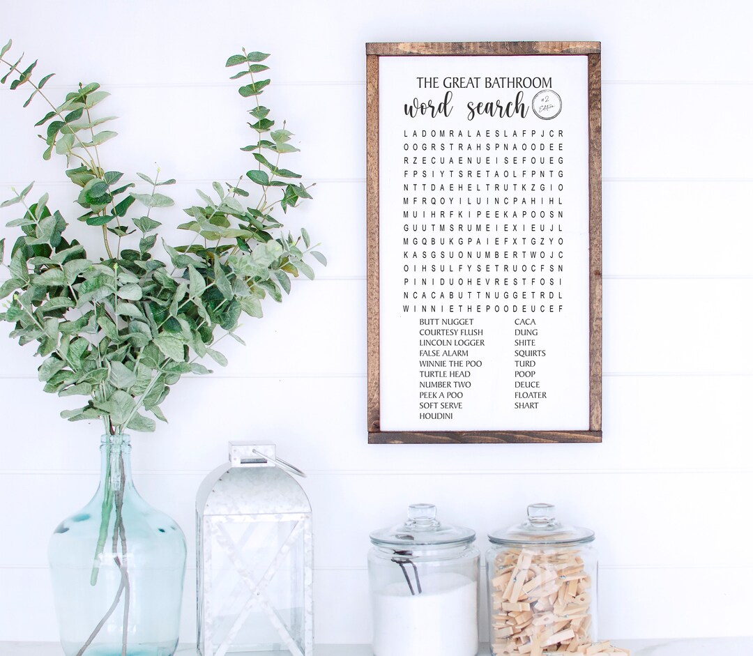 Funny Word Search Pine Wood Framed Canvas Sign | Poop Word Search ...