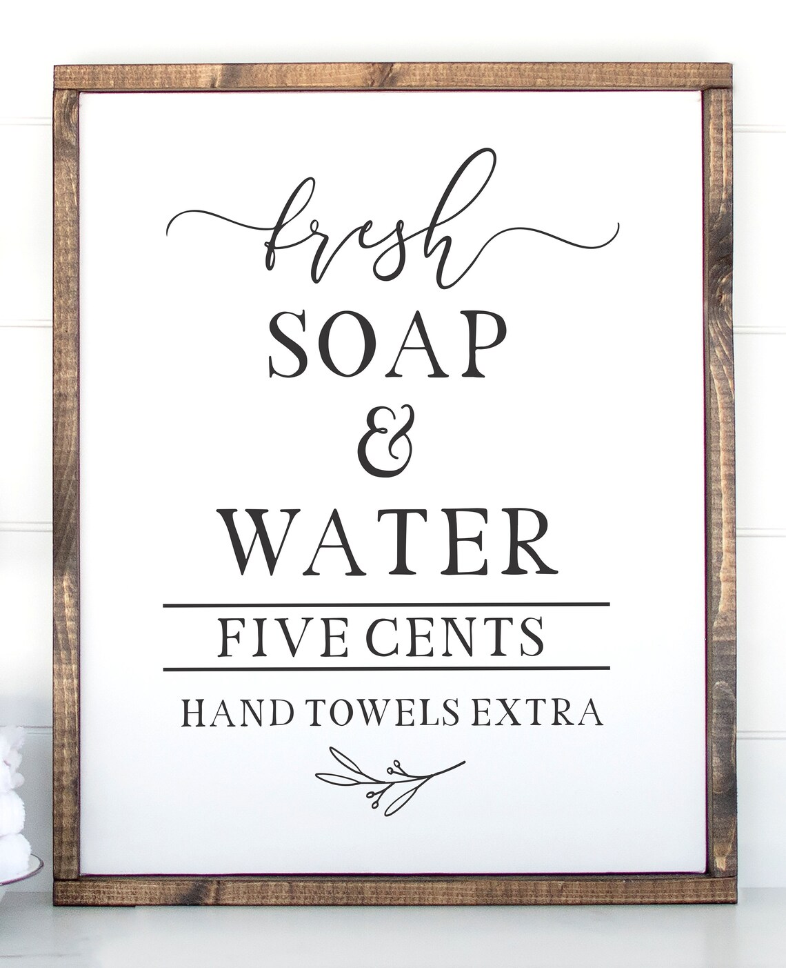 Fresh Soap and Water Bathroom Sign | Pine Wood Framed Canvas | Modern ...