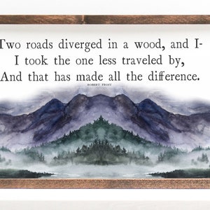 Road Less Traveled by Robert Frost Poem Pine Wood Framed Canvas ...