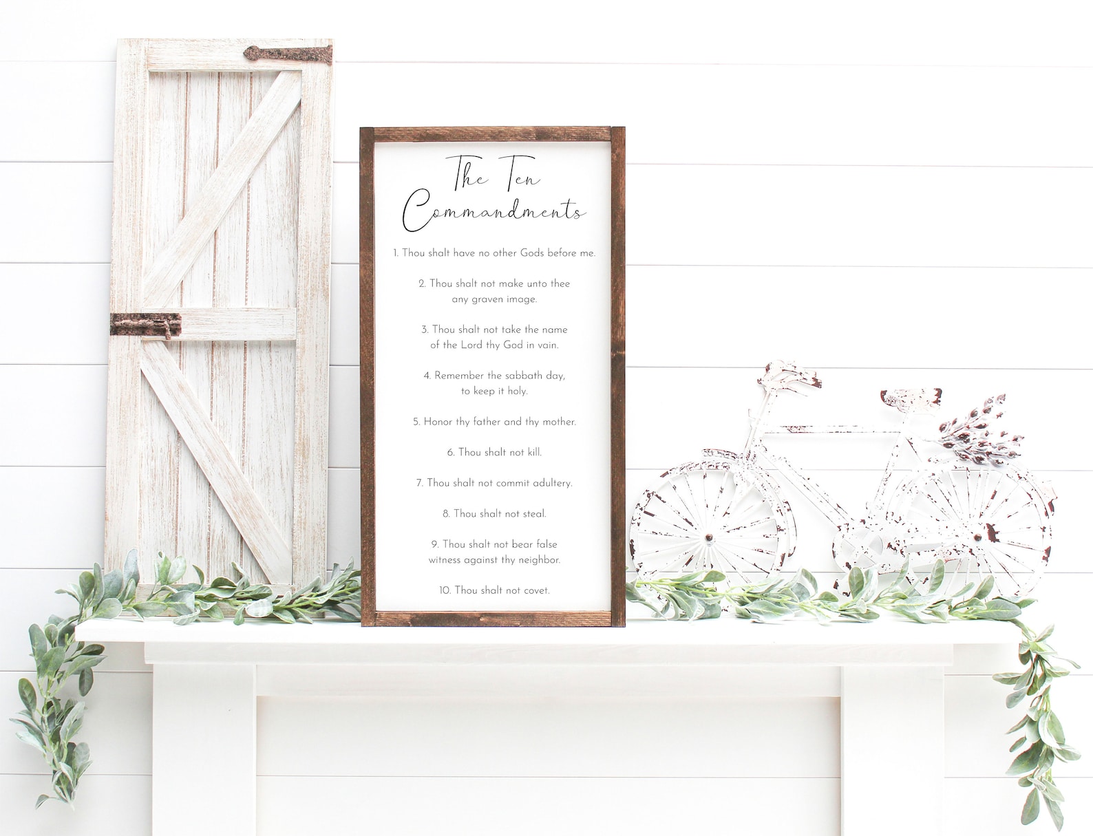 The Ten Commandments Sign Wood Framed Canvas Sign - Etsy