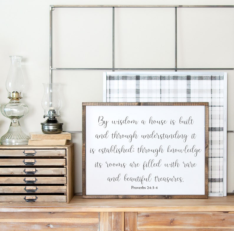 By Wisdom a House is Built Sign | Proverbs 24 Framed Sign | Large ...