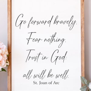 Go Forward Bravely St. Joan of Arc Quote Pine Wood Framed Canvas | Fear ...